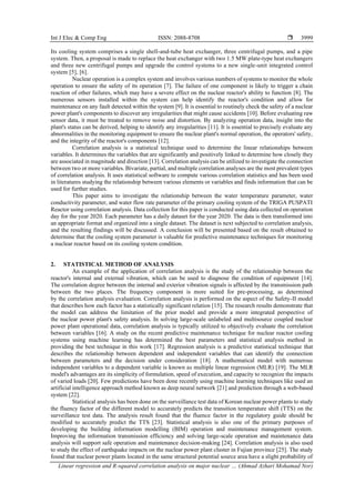 Linear regression and R-squared correlation analysis on major nuclear online plant cooling ...