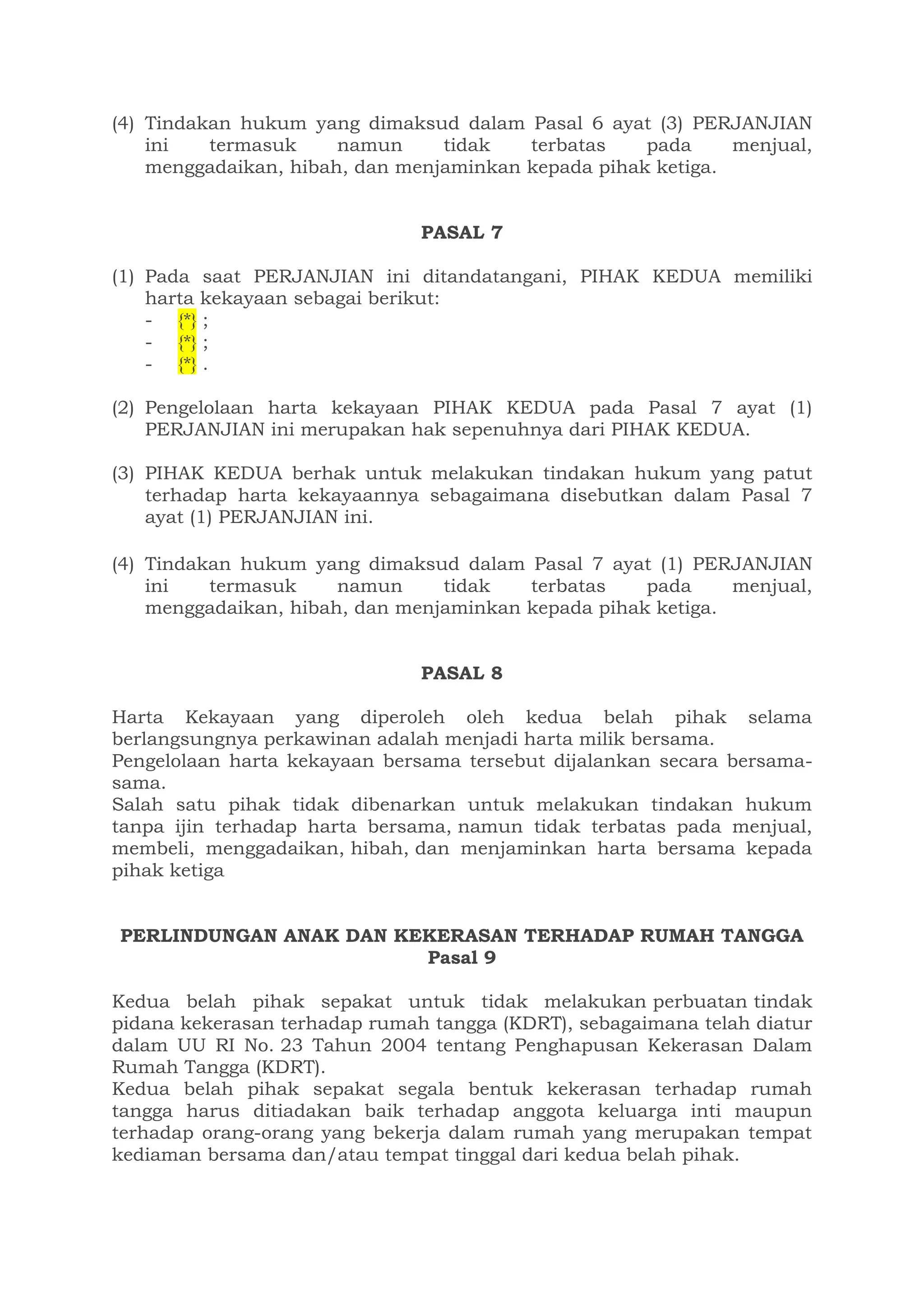 Contoh Perjanjian-Pra-Nikah Terbaru Premium | DOCX