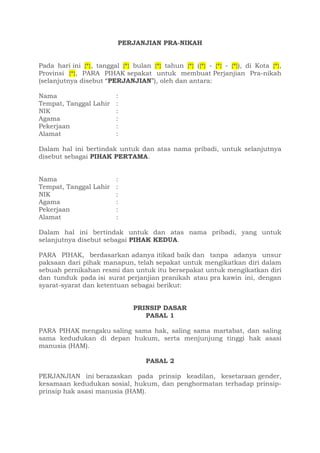Contoh Perjanjian-Pra-Nikah Terbaru Premium | DOCX