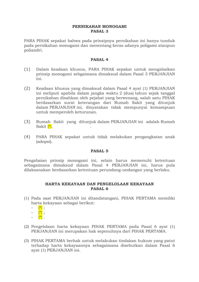 Contoh Perjanjian-Pra-Nikah Terbaru Premium | DOCX