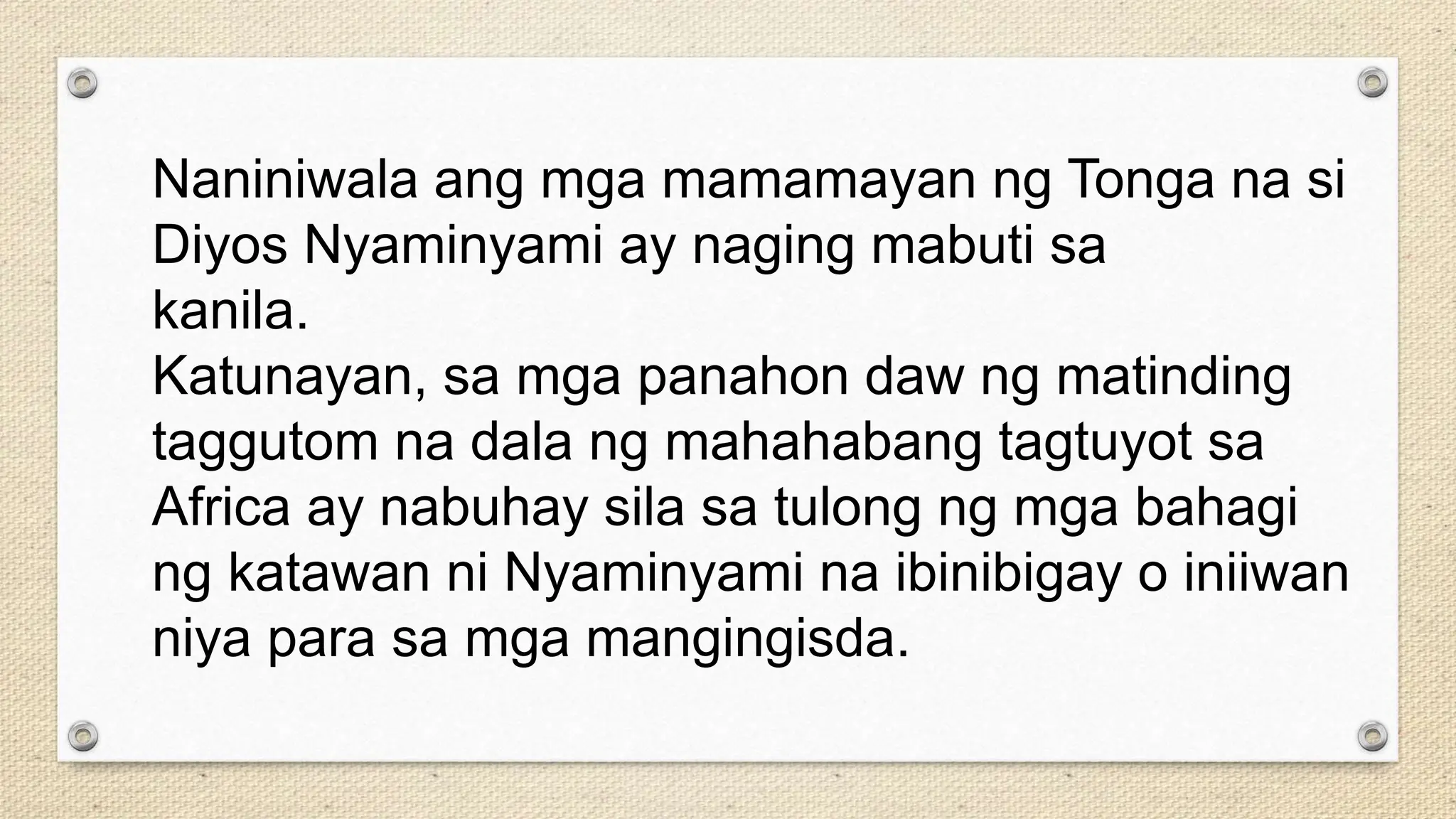 Si Niyaminyami, Ang diyos ng Ilog Zambezi | PPTX
