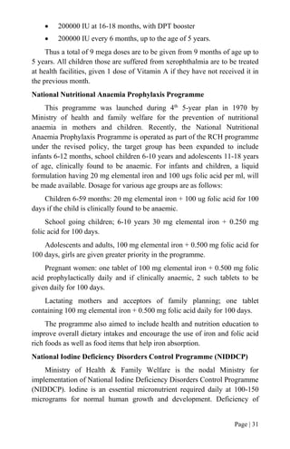 National Nutrition Programmes in India | PDF