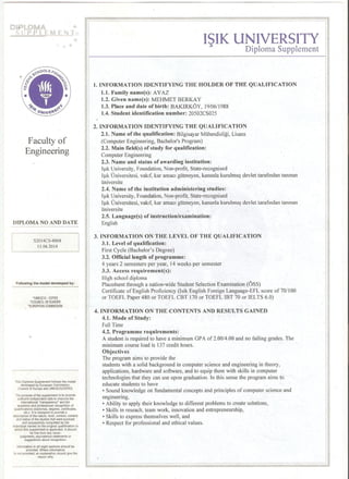 Isik Uni Transcript (GQ) | PDF