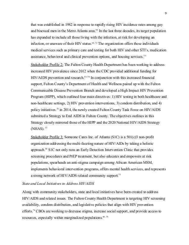 Community Profile of HIV AIDS within Atlanta Georgia