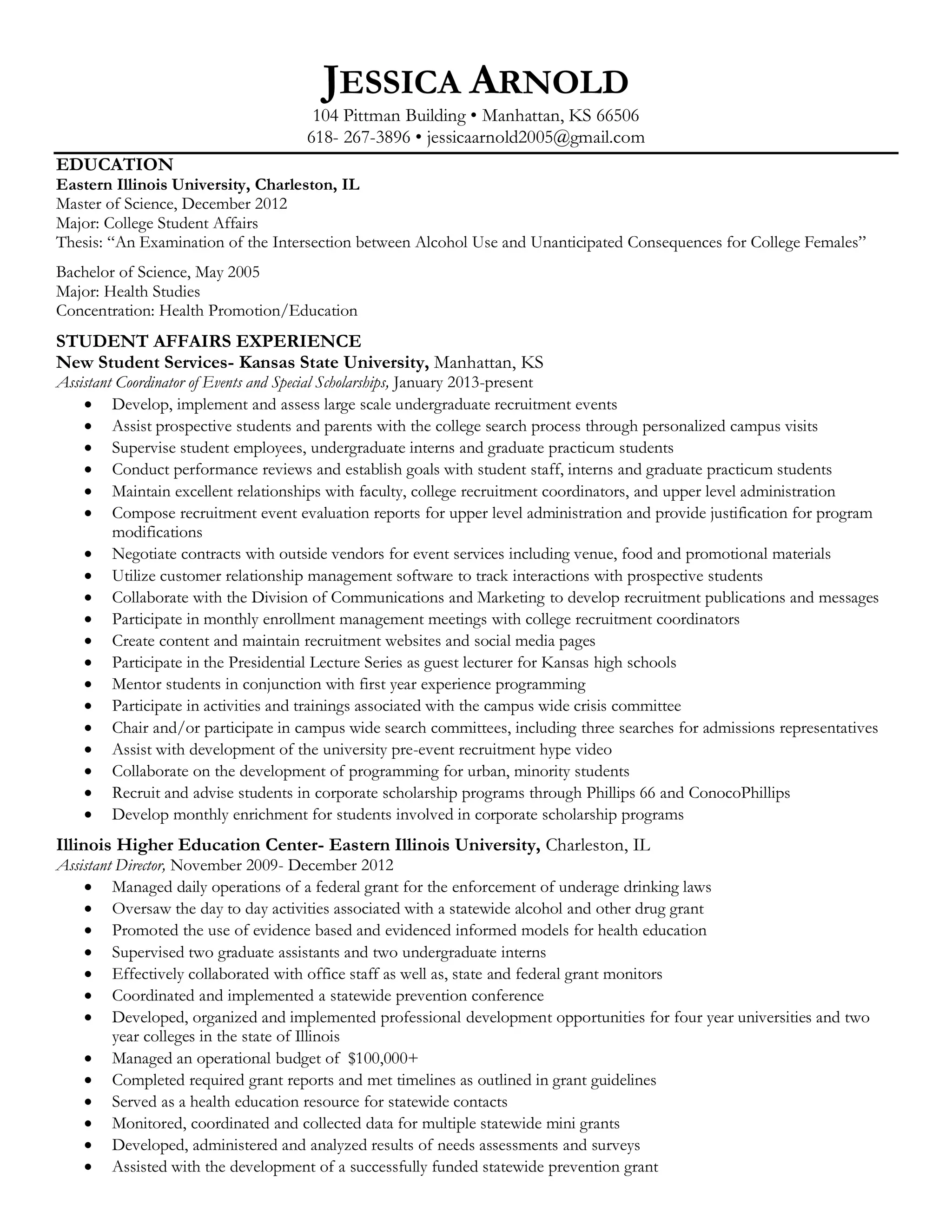 Jessica Arnold Resume | PDF