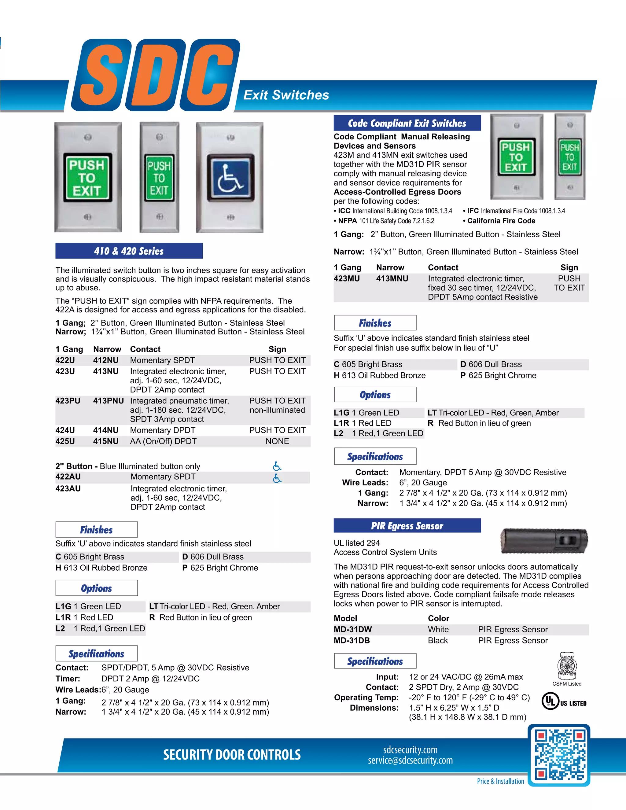SDC 413NU Data Sheet | PDF | Home Security | Home & Garden