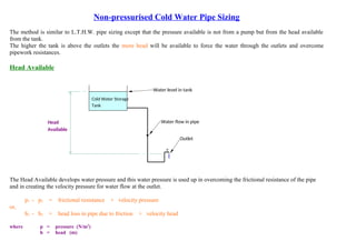 Non-pressurised Cold Water Pipe Sizing EX | DOCX