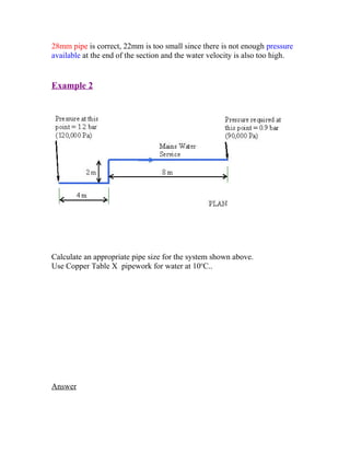 Non-pressurised Cold Water Pipe Sizing EX | DOCX