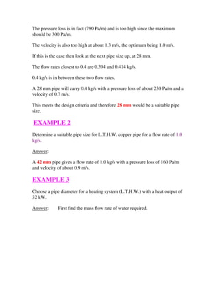 Non-pressurised Cold Water Pipe Sizing EX | DOCX