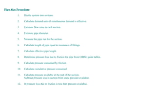 Non-pressurised Cold Water Pipe Sizing EX | DOCX