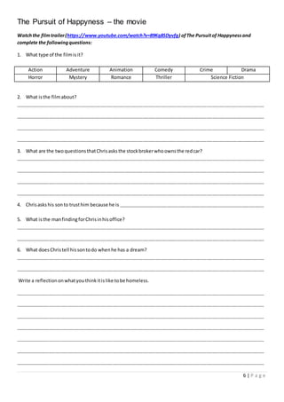 The Pursuit of Happyness - Student Workbook | DOCX