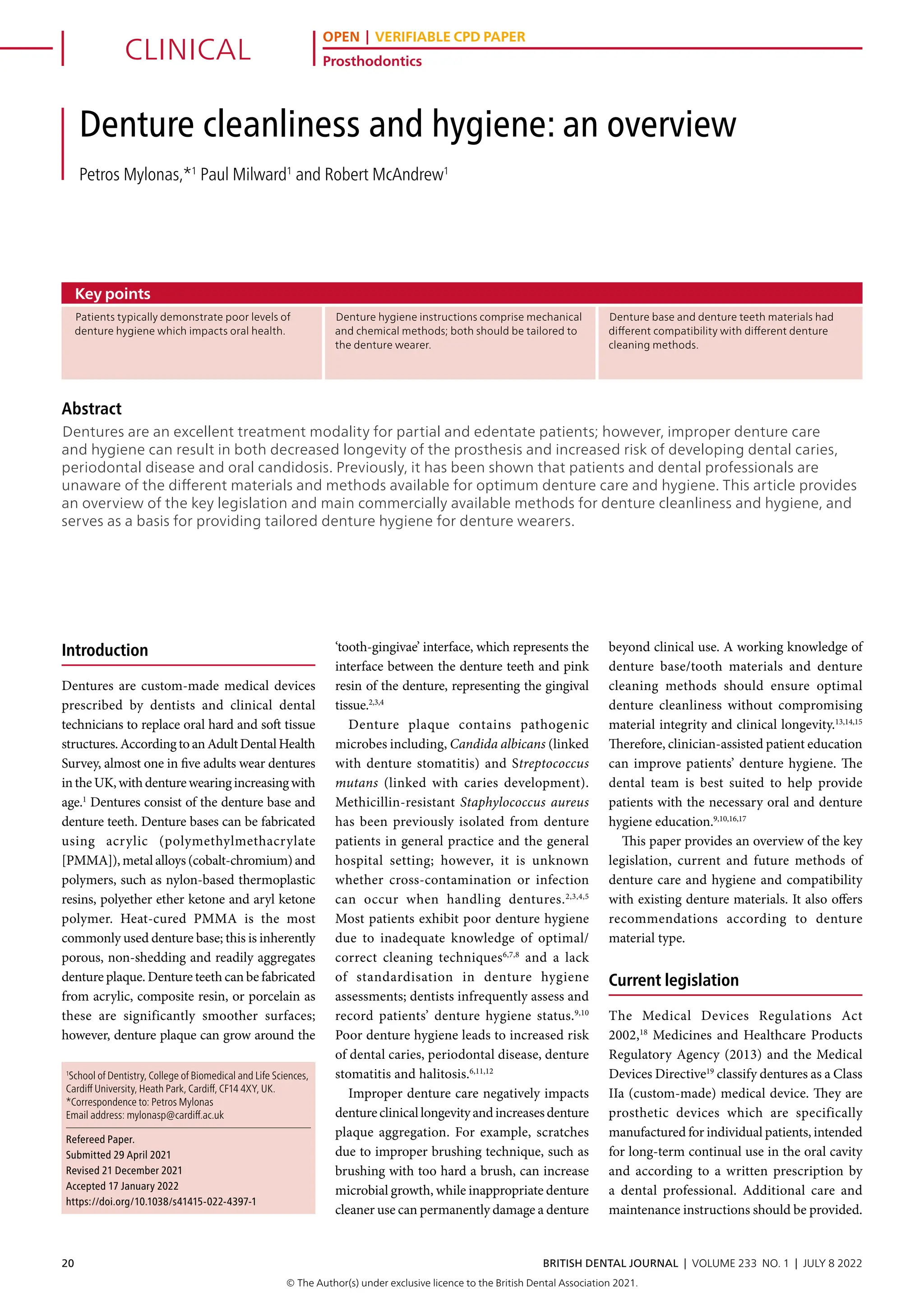DENTURE HYGIENE MAINTENANCE FOR GERIATRIC PATIENTS | PDF