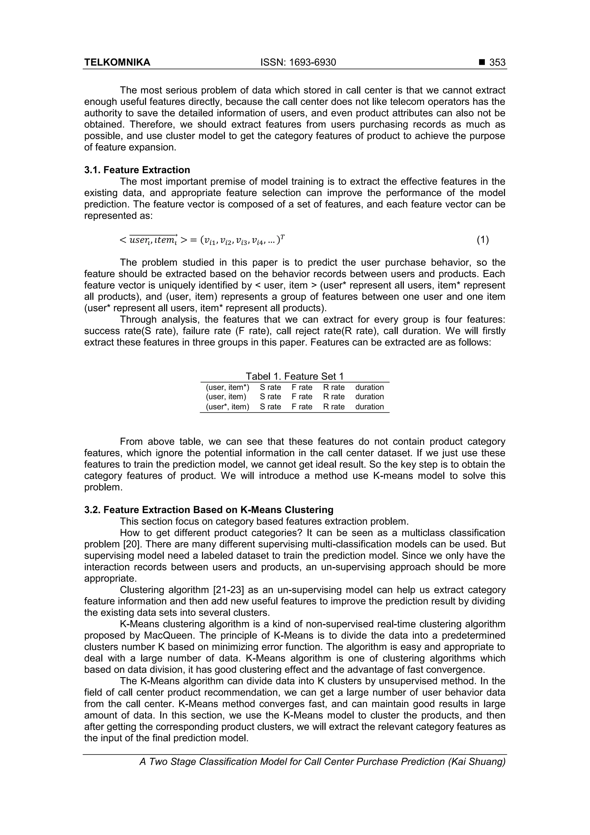 A Two Stage Classification Model for Call Center Purchase Prediction | PDF