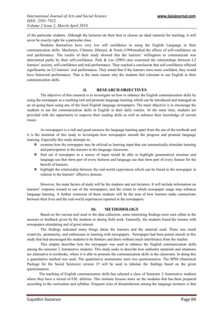 Enhancing English Communication Skills by Using the Newspaper as a ...