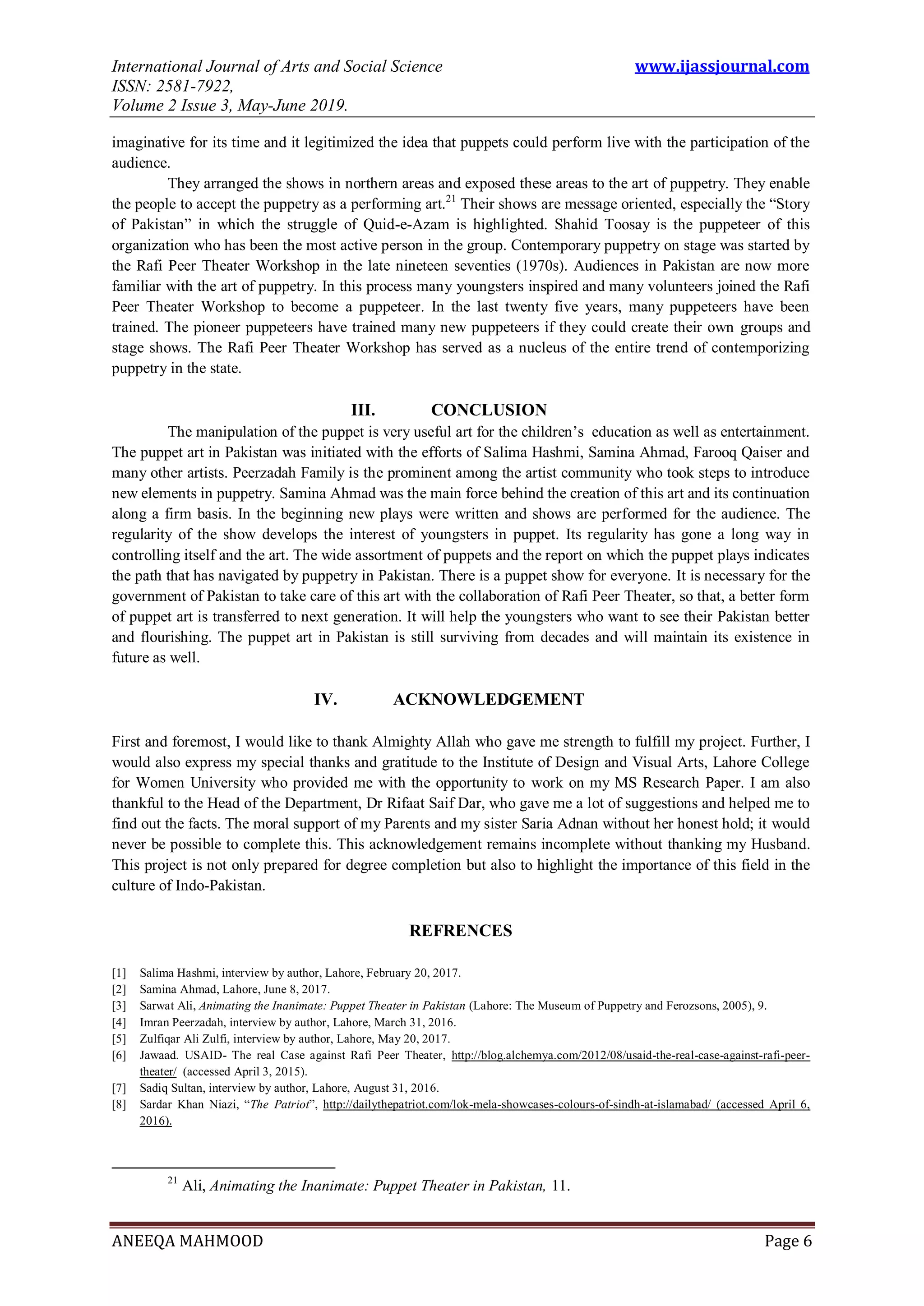 Historical Survey of Puppet Art in Pakistan (1947- Now) | PDF