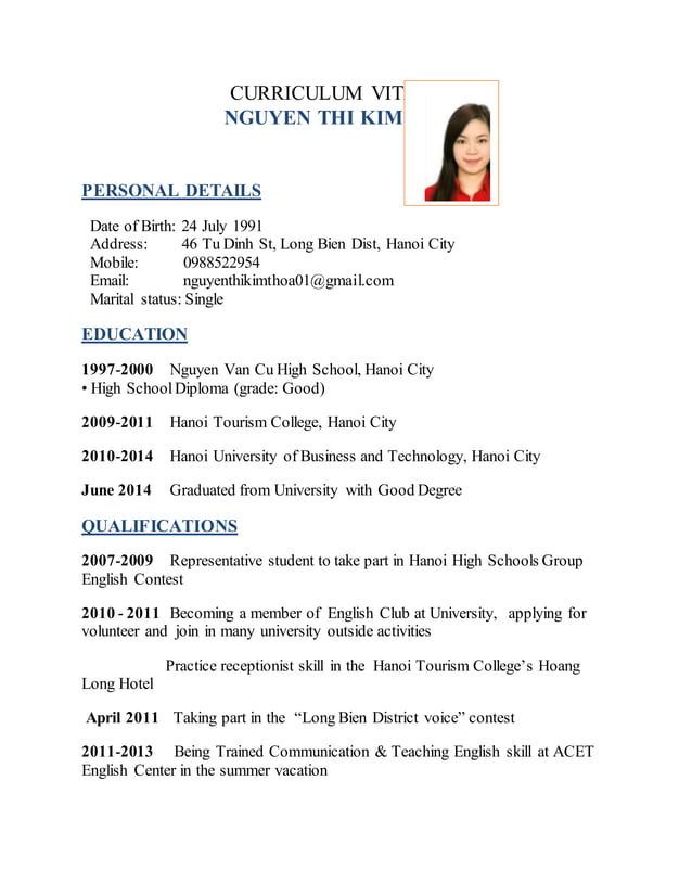 CV (Nguyen Thi Kim Thoa ) | DOCX