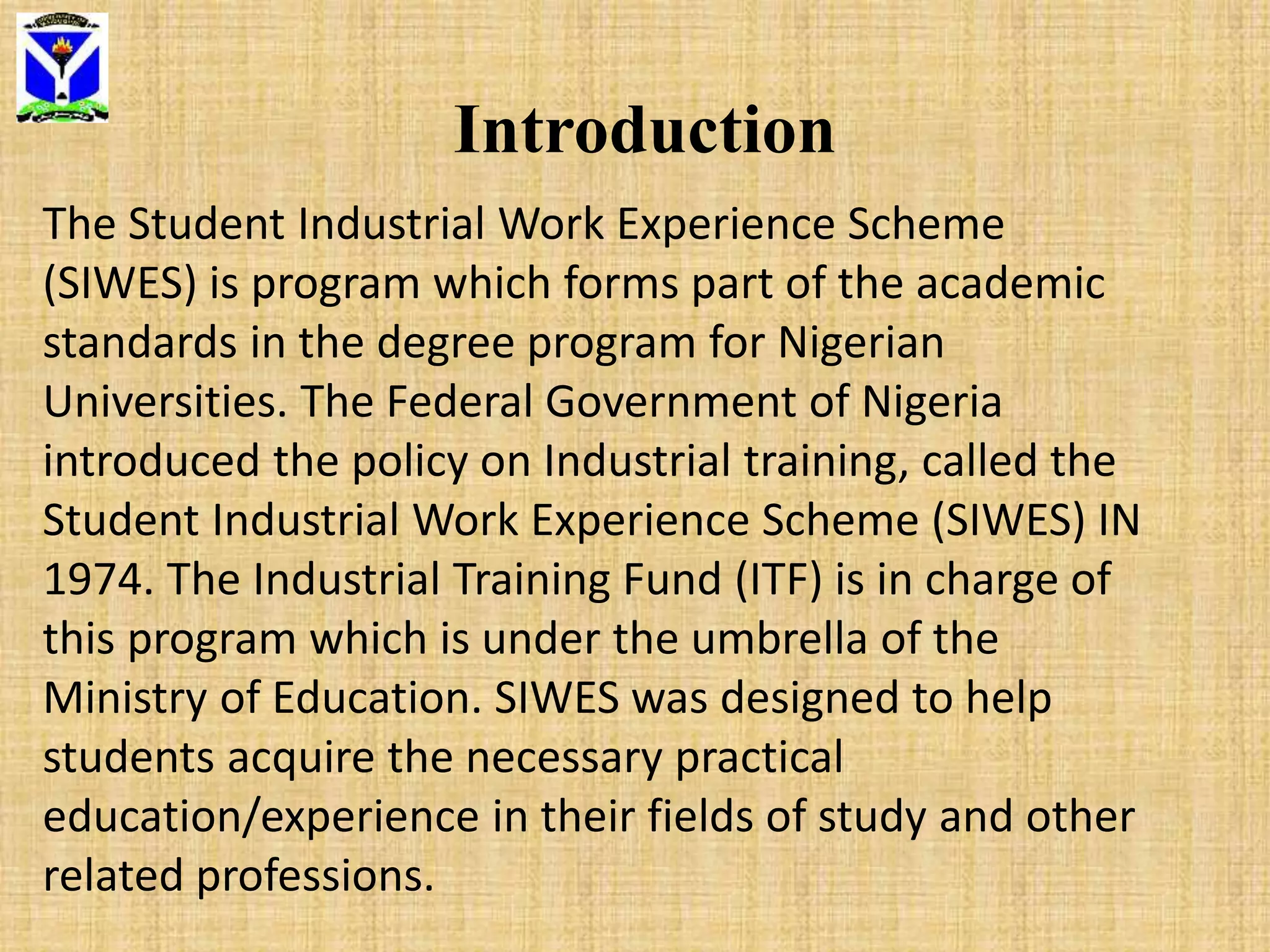 Siwes presentation on biochemistry | PPTX