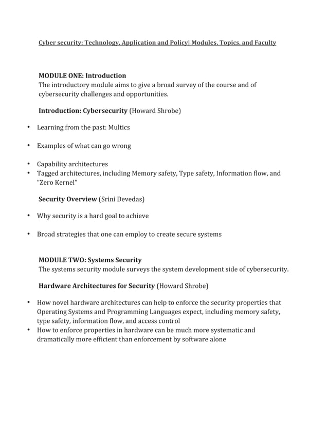 MITx_Cyber security_Syllabus | PDF