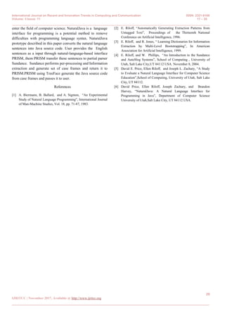 Natural Language Interface for Java Programming: Survey | PDF