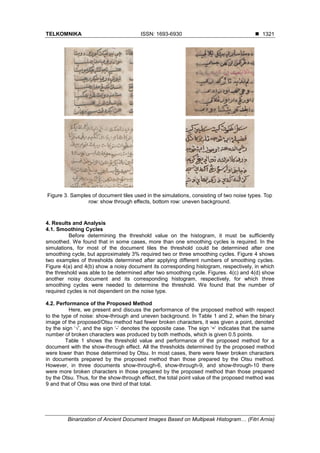 Binarization of Ancient Document Images based on Multipeak Histogram Assumption | PDF