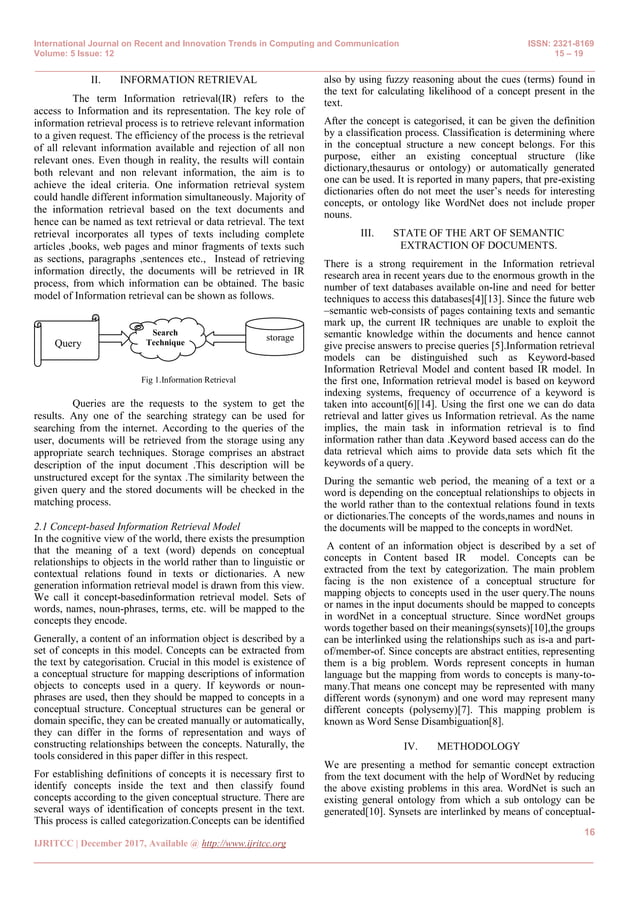 Information Retrieval on Text using Concept Similarity | PDF