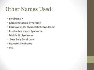 Metabolic syndrome epidemiology and definitionsppt | PPT