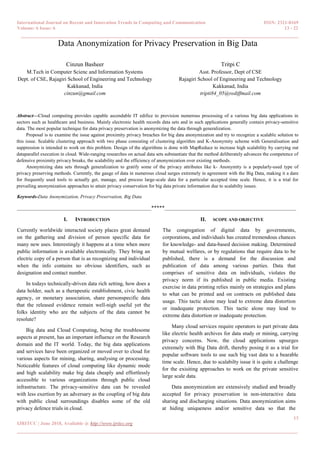 Data Anonymization for Privacy Preservation in Big Data | PDF