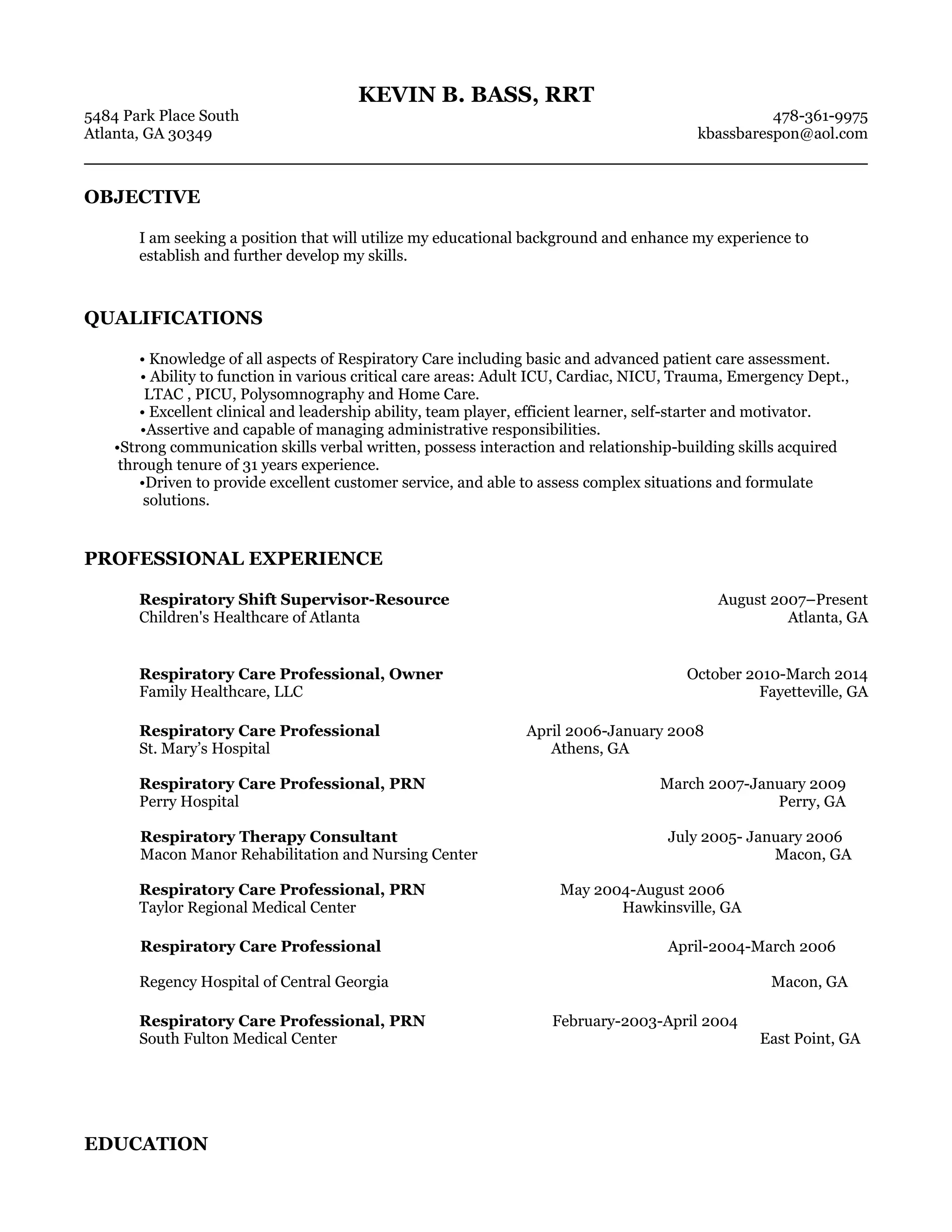 Kevin's Resume3 | RTF