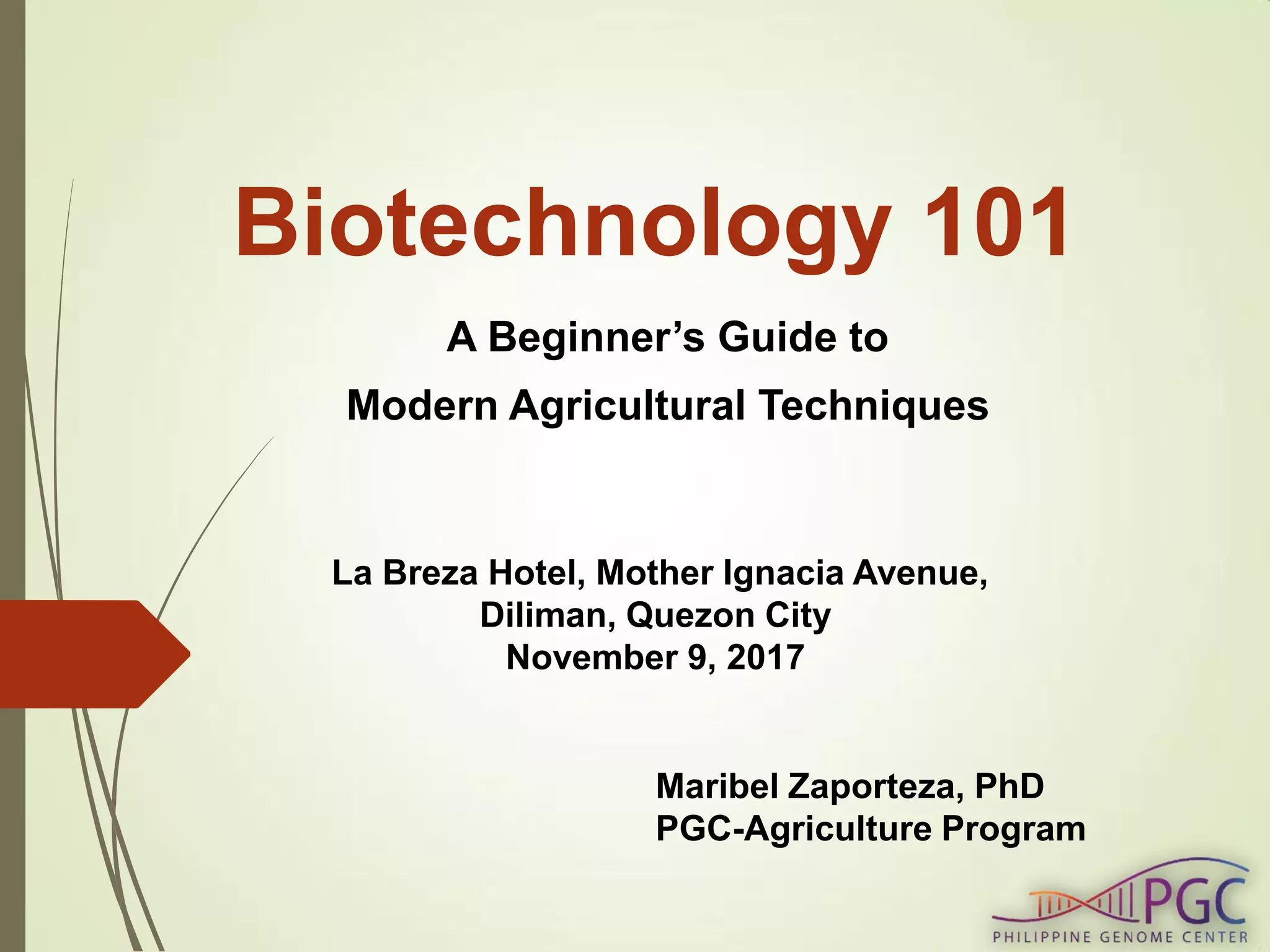 biotechnology a beginner guide to modern agricultural techniques | PDF
