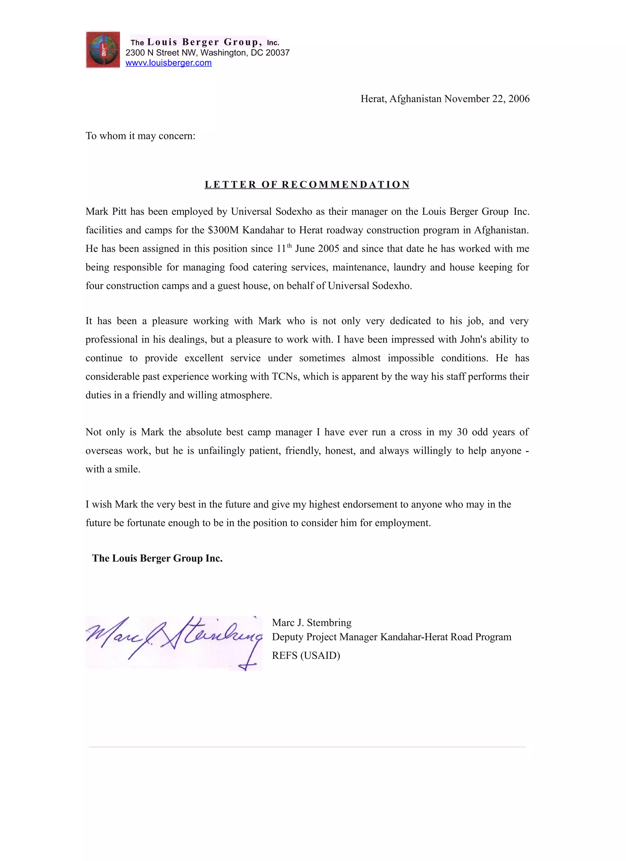 Recommendation Letter Nov 06 | RTF