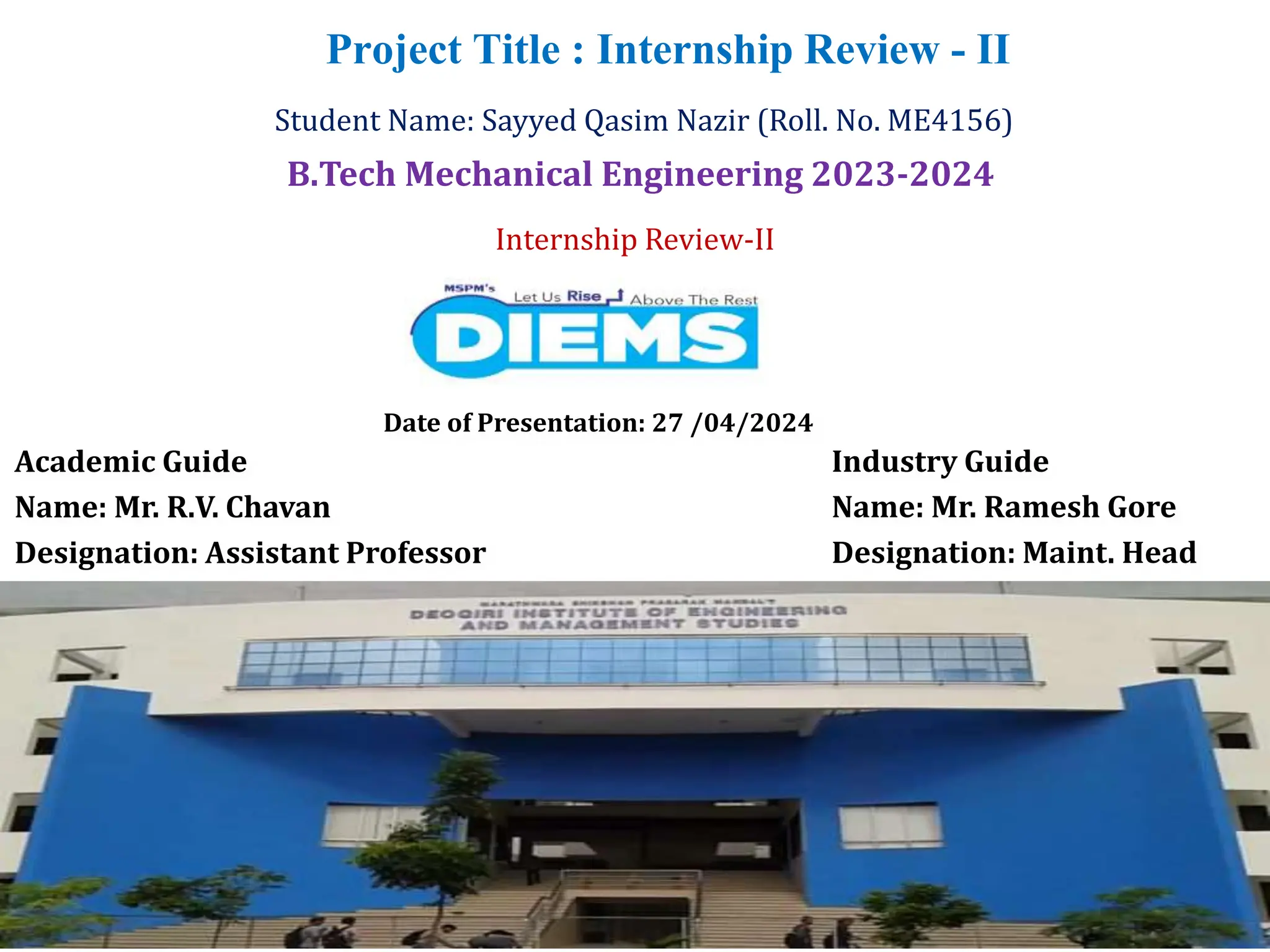 Presentation of internship at Neel Metal product limited | PPT