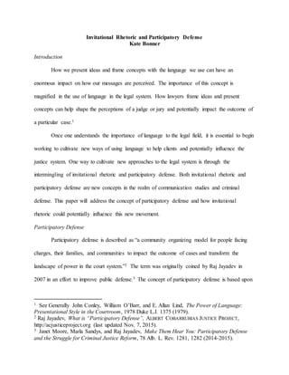 Invitational Rhetoric and Participatory Defense | PDF