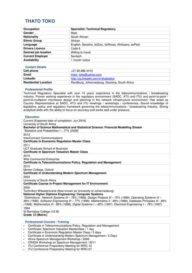 Thato Toko CV | PDF