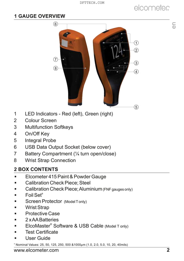 Elcometer 415 c industrial Paint Powder Thickness Gauge Iinstructions | PDF