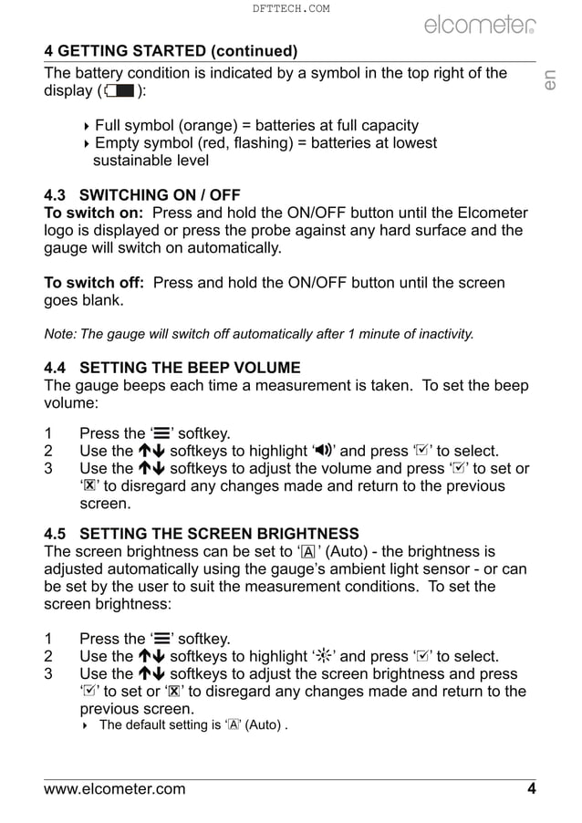 Elcometer 415 c industrial Paint Powder Thickness Gauge Iinstructions | PDF