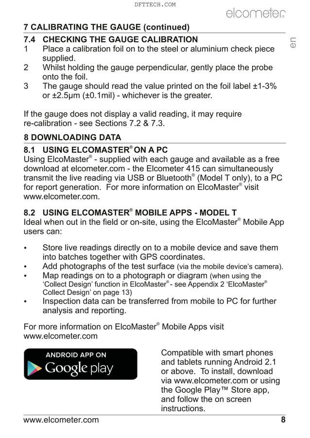 Elcometer 415 c industrial Paint Powder Thickness Gauge Iinstructions | PDF