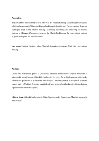 Bachelor Thesis - Islamic Banking | PDF