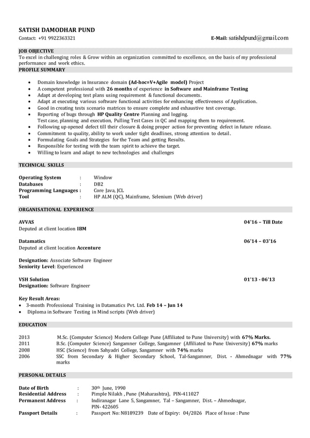 Resume_Mainframe_Insurance_Selenium | PDF