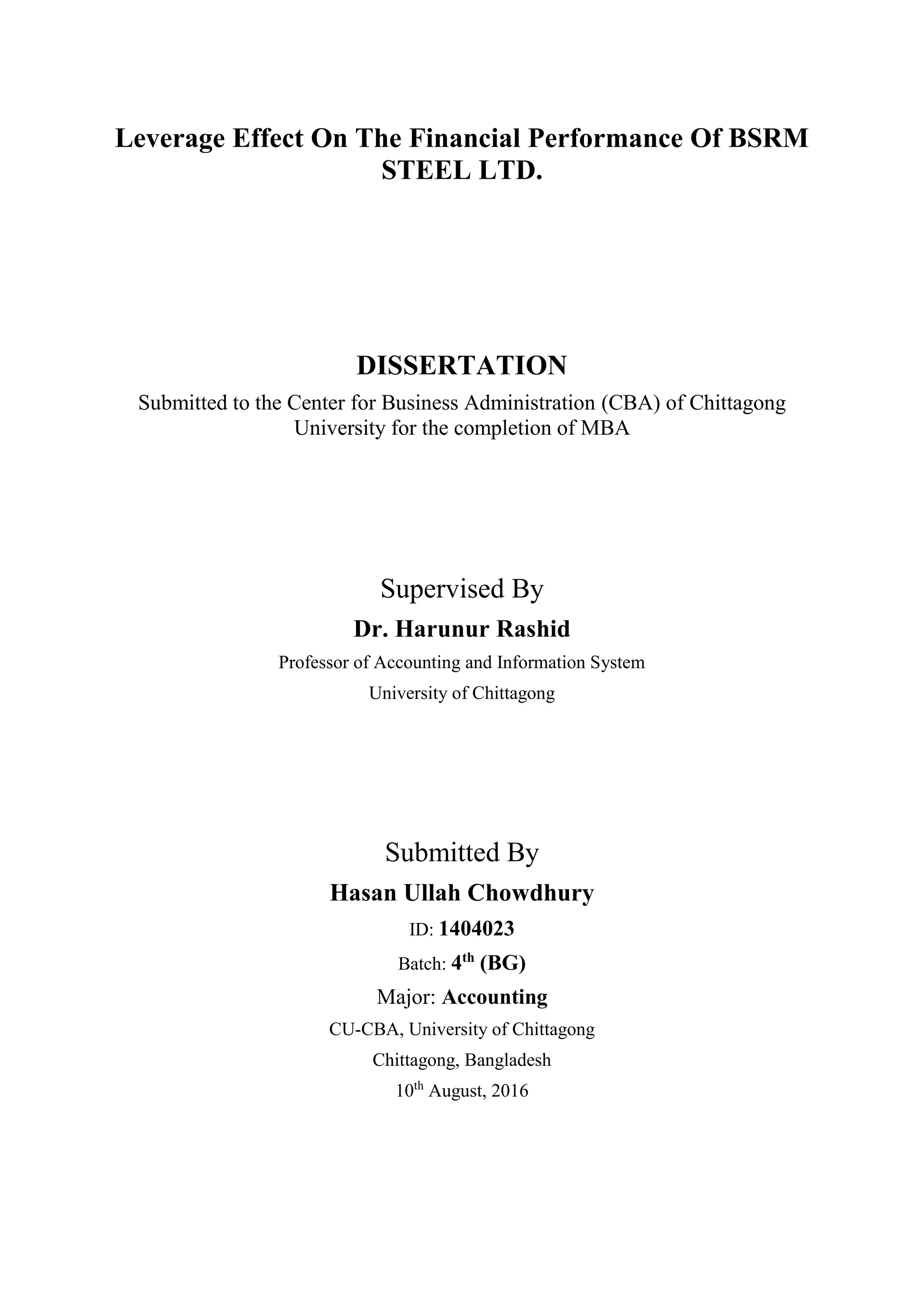 MBA Thesis HASAN | PDF