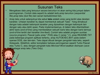 Algoritma & Pemograman 1 : Pemrosesan Teks | PPT