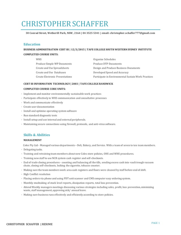 Christopher Schaffer Resume | PDF