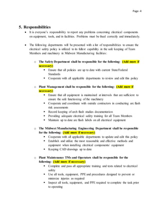 MM Electrical Safety Policy-Procedure draft 2 | DOCX | Manufacturing ...