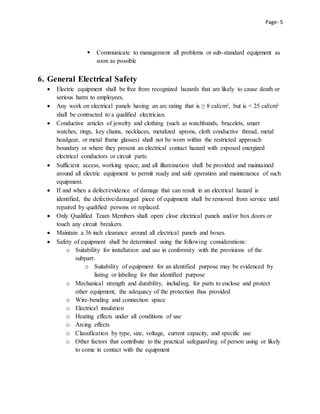 MM Electrical Safety Policy-Procedure draft 2 | DOCX | Manufacturing ...