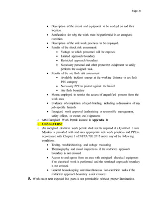 MM Electrical Safety Policy-Procedure draft 2 | DOCX | Manufacturing ...