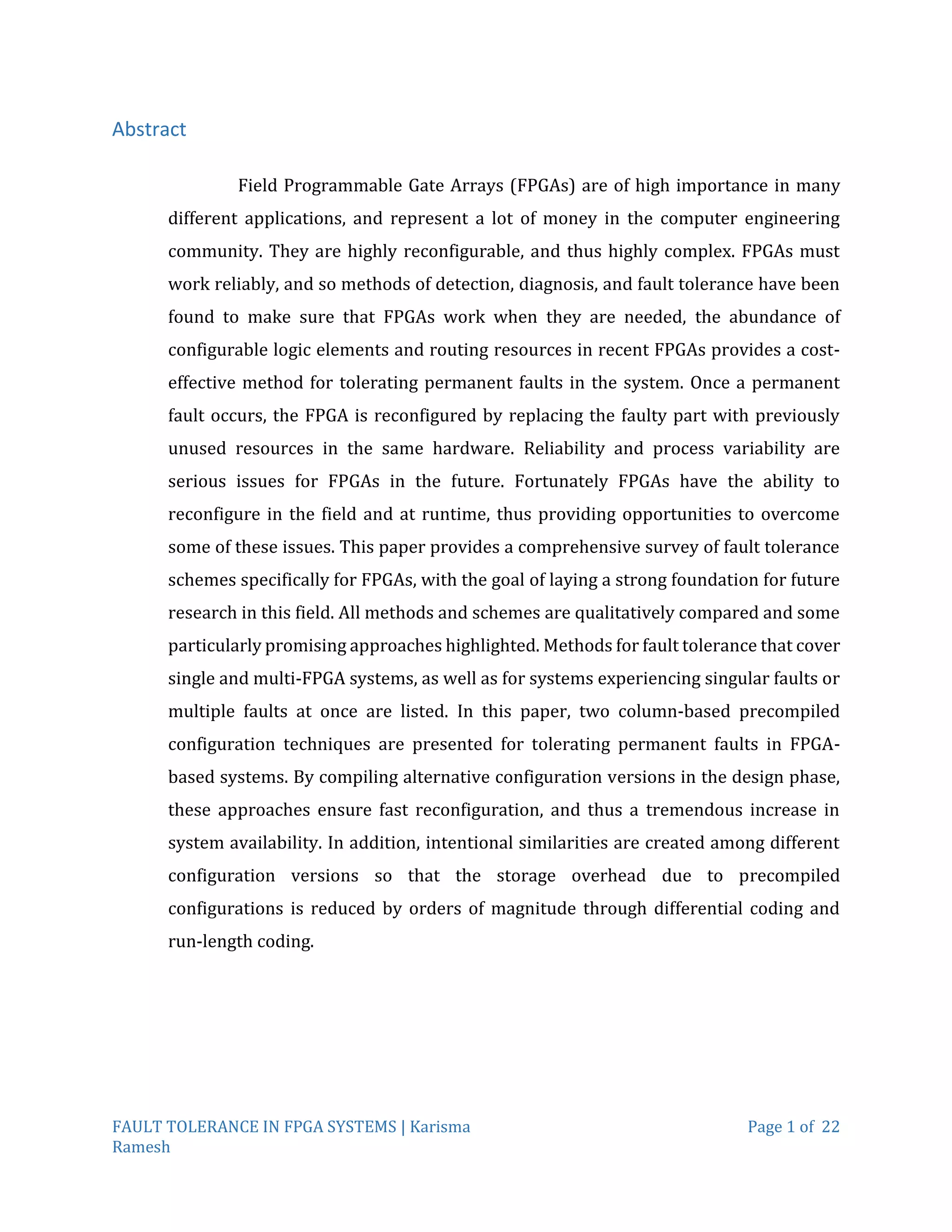 Fault Tolerance In An Fpga System Pdf Programming Languages Computing