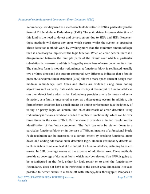 Fault Tolerance in an FPGA System | PDF