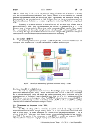A Monitoring System of Battery LiFePO4 for Assessment Stand-Alone Street Light Photovoltaic ...