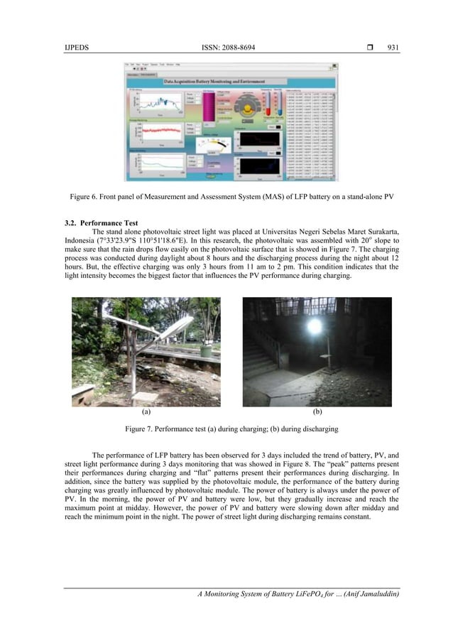 A Monitoring System of Battery LiFePO4 for Assessment Stand-Alone ...