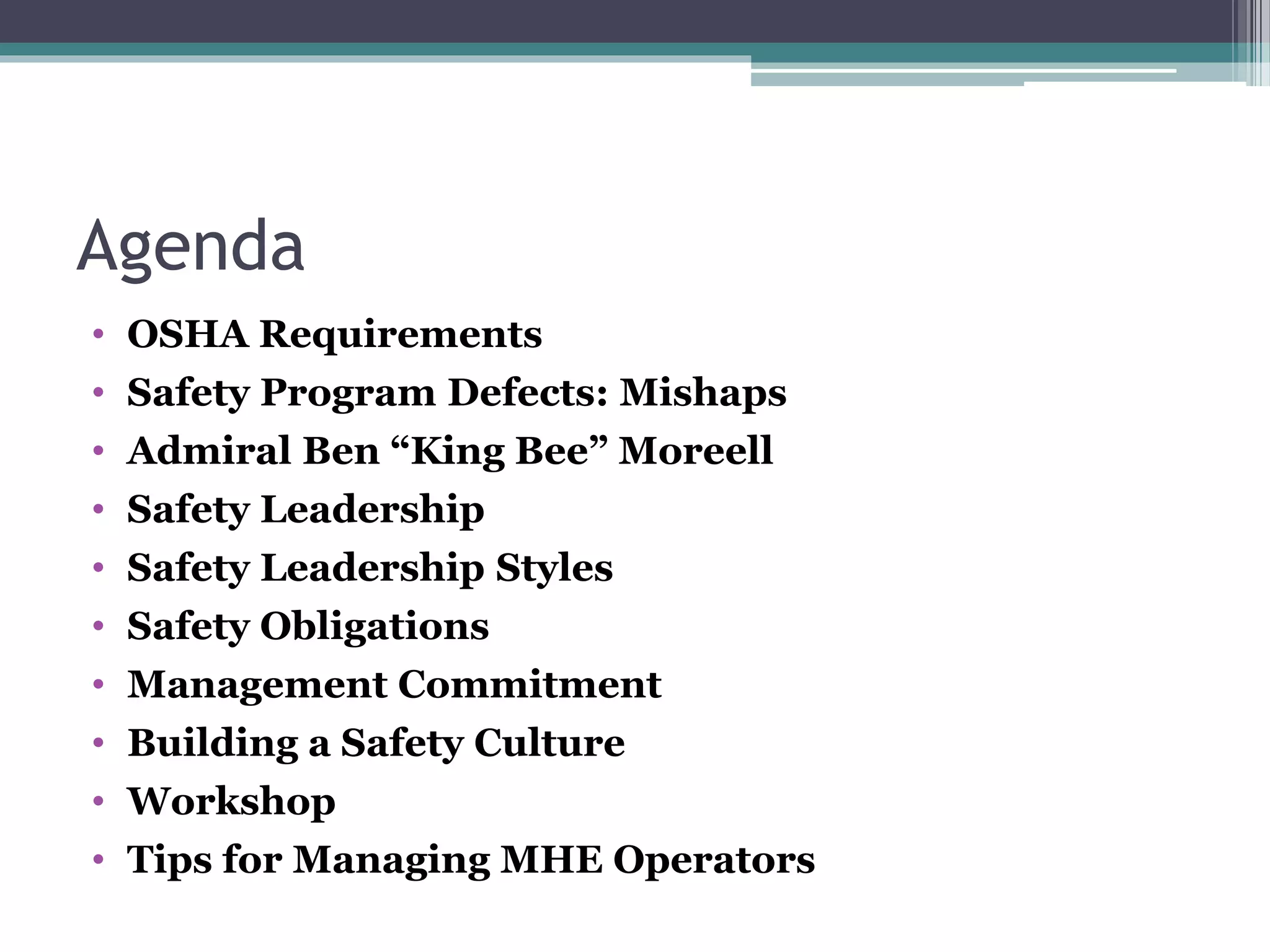 Leadership and Safety Management for MHE Operations | PPSX