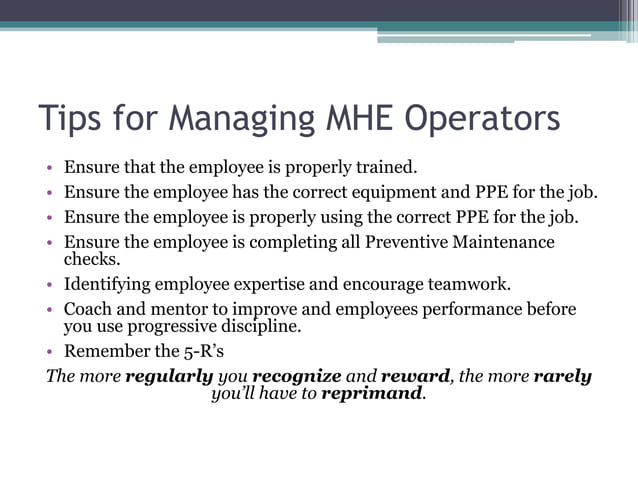 Leadership and Safety Management for MHE Operations | PPSX